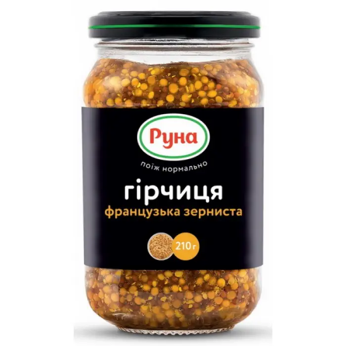 ᐉ Купить Горчица Руна Французская зернистая, 210г по цене: 39 грн ...