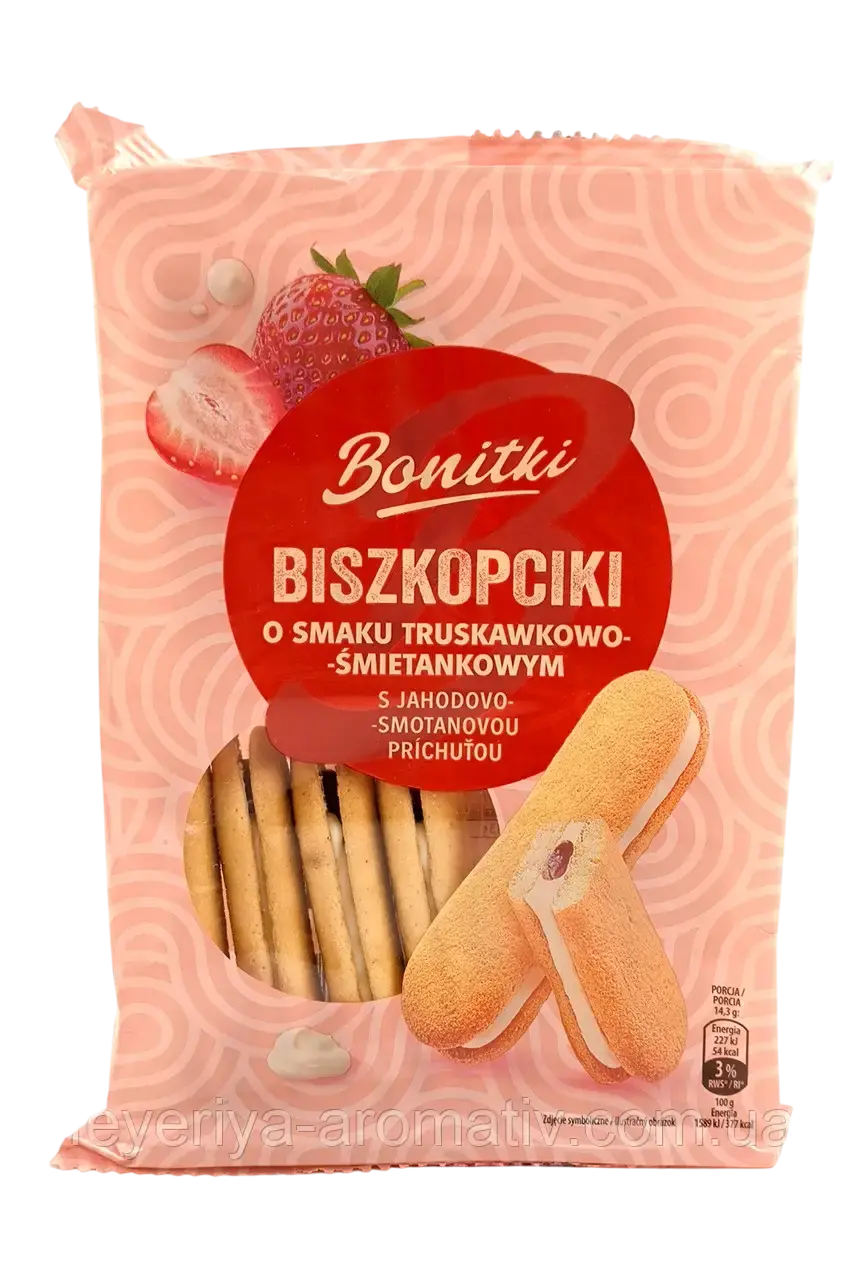 ᐉ Купить Печенье бисквитное Bonitki с кремово-клубничной начинкой, 170 ...